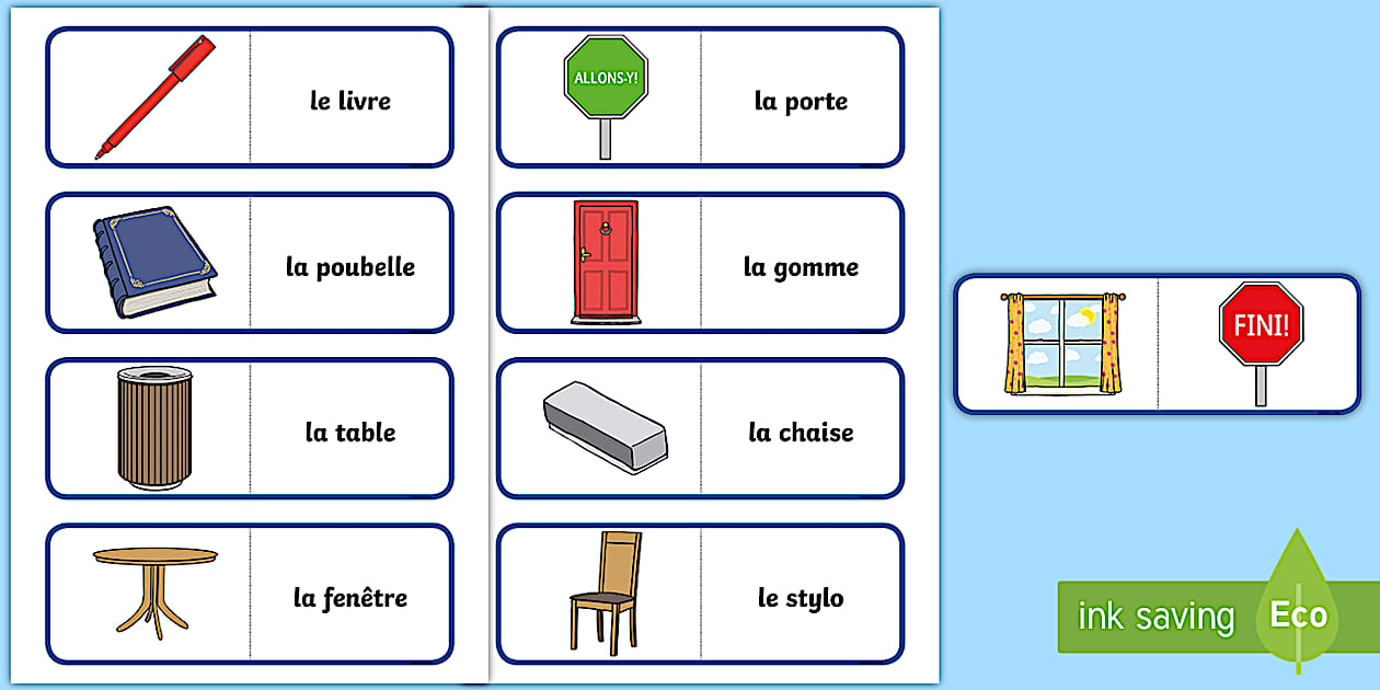 Classroom Objects in French Card Activity (teacher made)