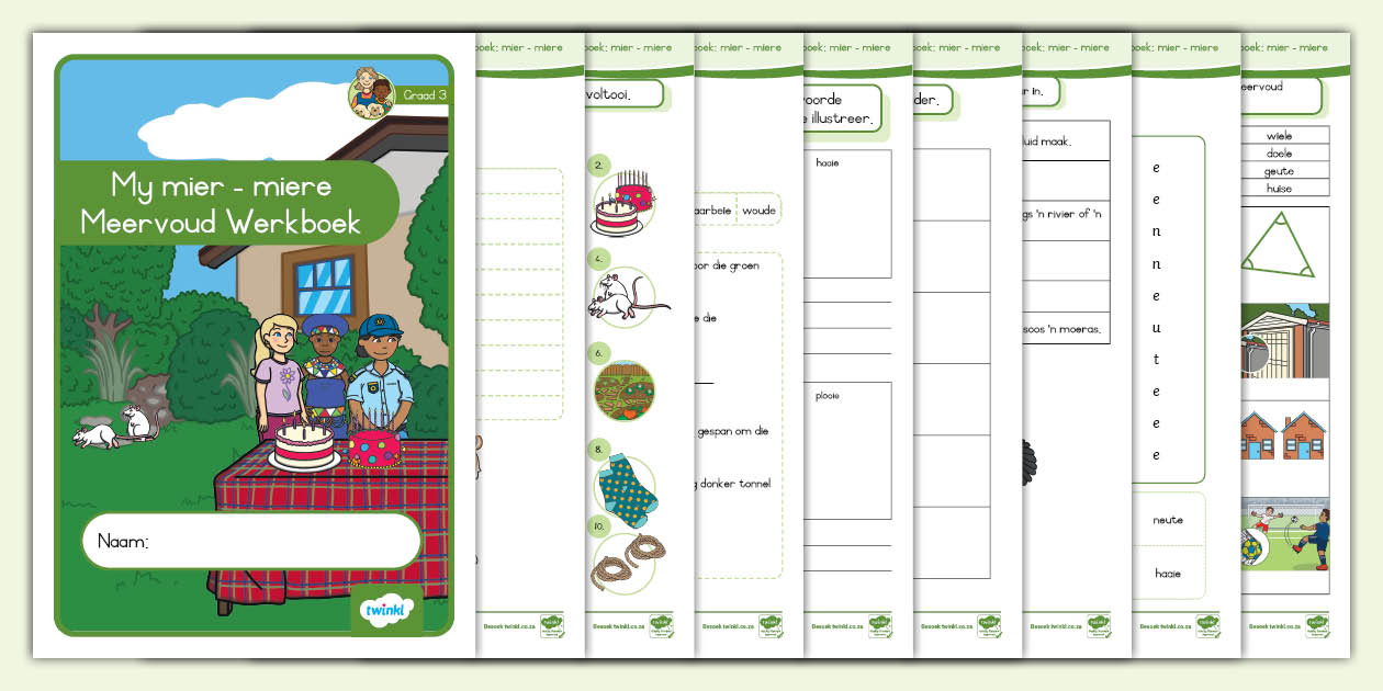 Graad 3 Klanke Werkboek Meervoude bv. mier - miere - Twinkl