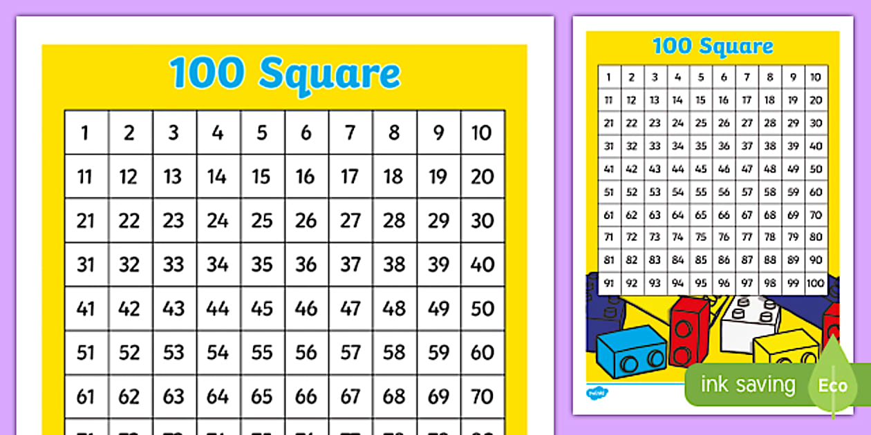 Building Bricks Number Square (Teacher-Made) - Twinkl