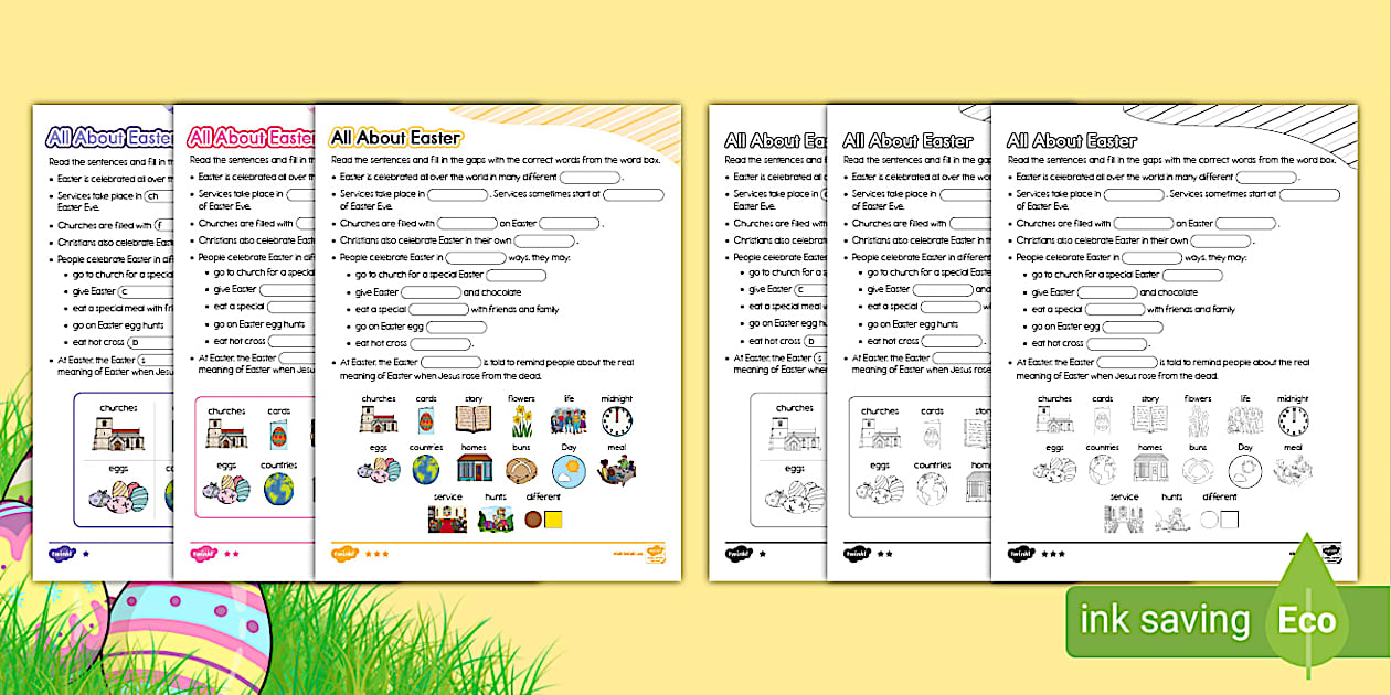 Easter Cloze Vocabulary Activity Sheet - Twinkl