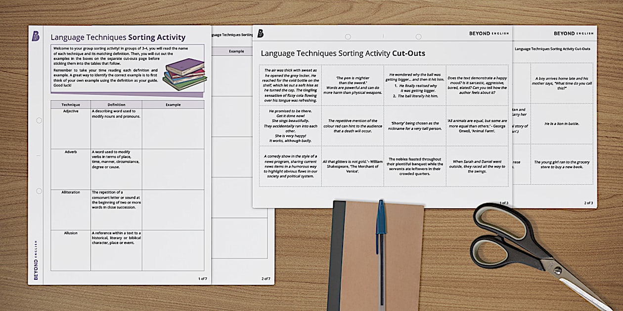 Language Techniques Sorting Activity - Twinkl