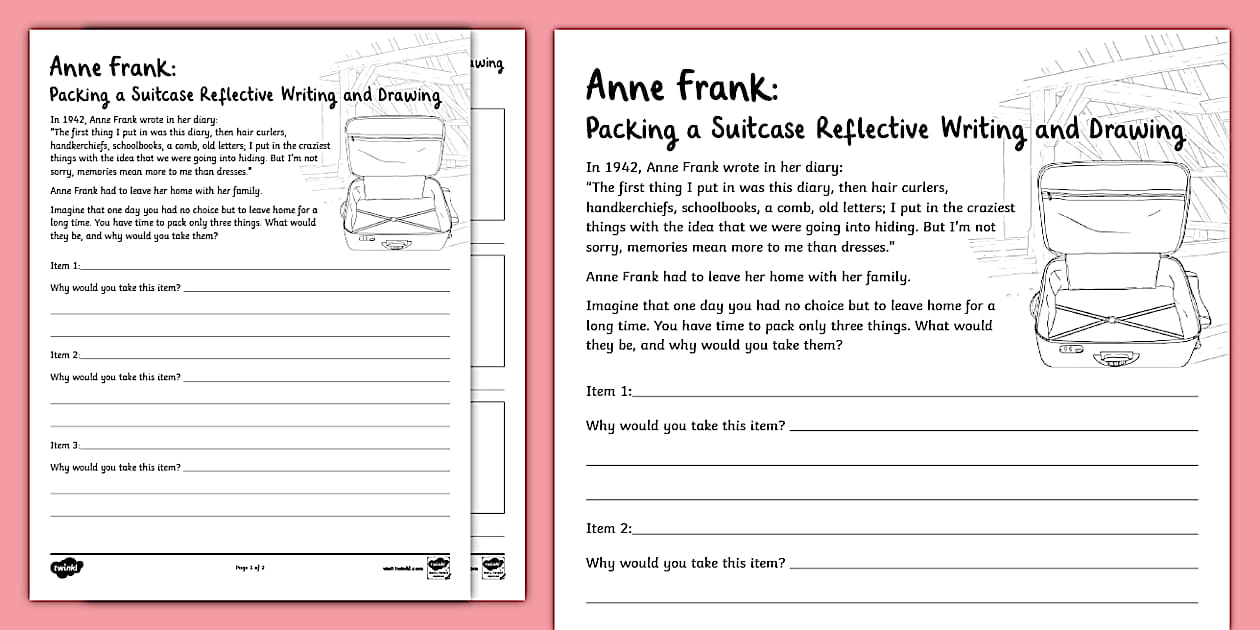 Anne Frank Read and Draw Worksheet for 6th-8th Grade