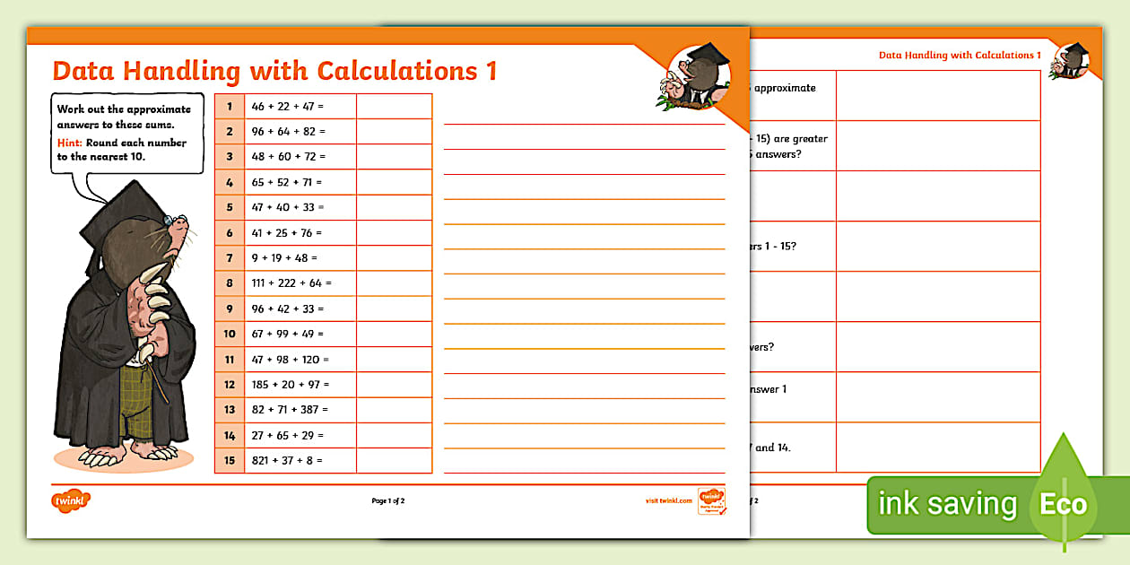 Data Handling with Calculations 1 (teacher made) - Twinkl
