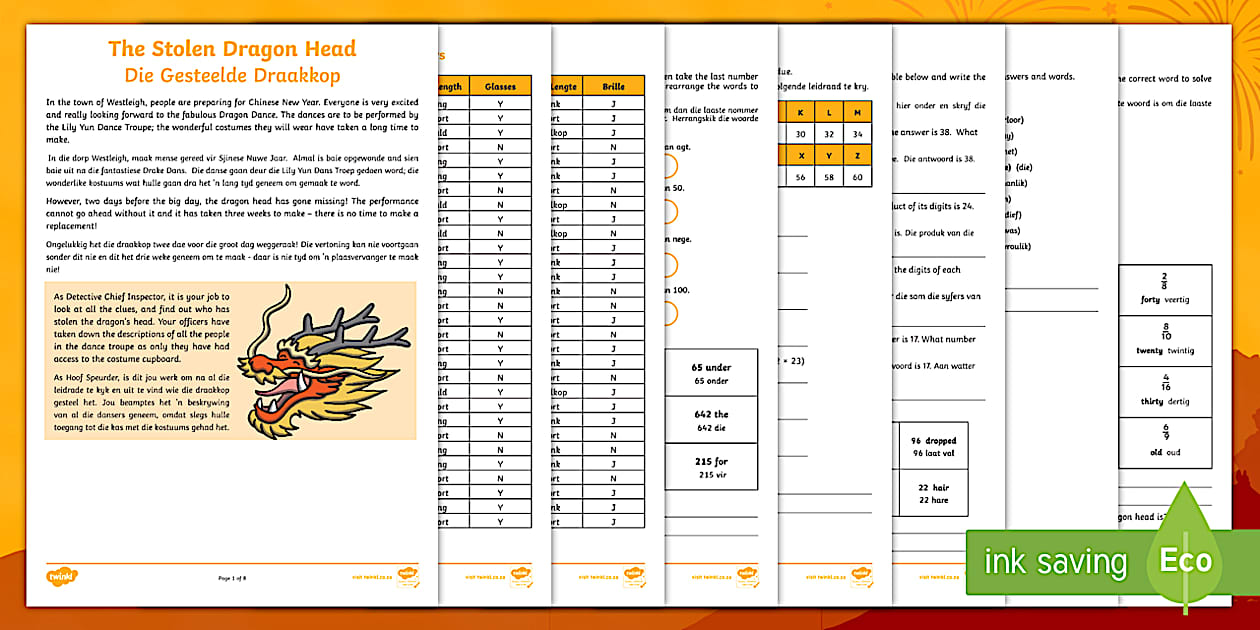 Chinese New Year Mystery Game English/Afrikaans - Twinkl