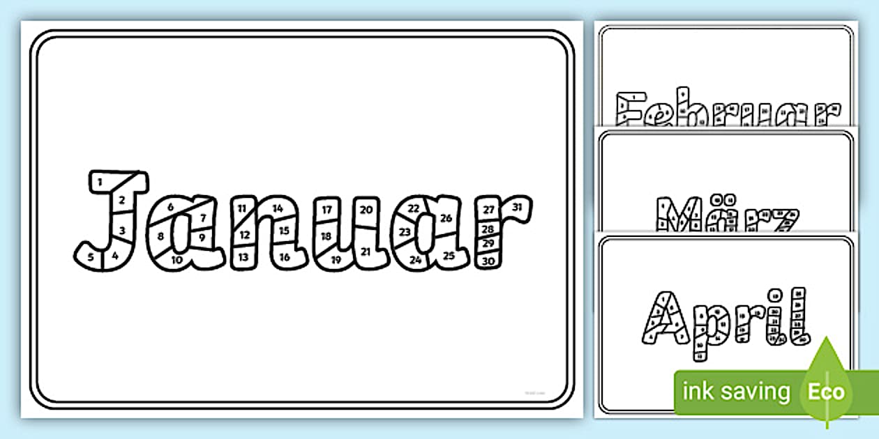 👉 Colour-In German Calendar Months Activity Sheet