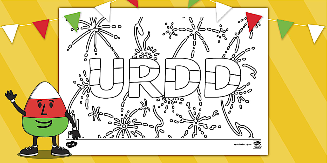 Taflen Lliwio Urdd Tân Gwyllt/Urdd Fireworks Colouring Sheet