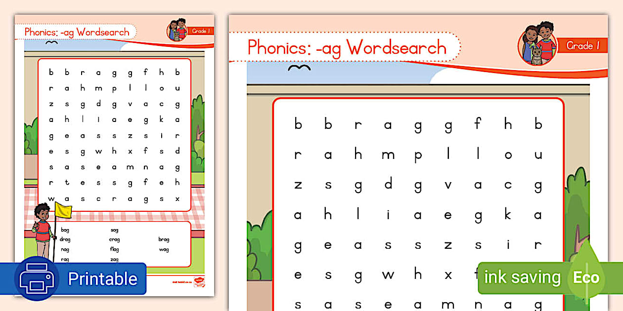 Grade 1 Phonics: -ag Wordsearch - Twinkl