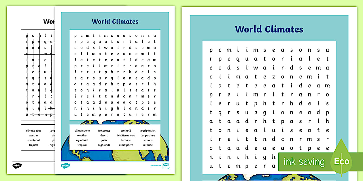 World Climates Word Search (teacher made) - Twinkl