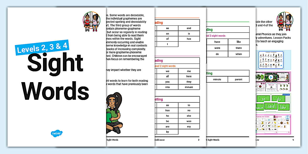 Twinkl Phonics Sight Words Booklet: Levels 2, 3 and 4