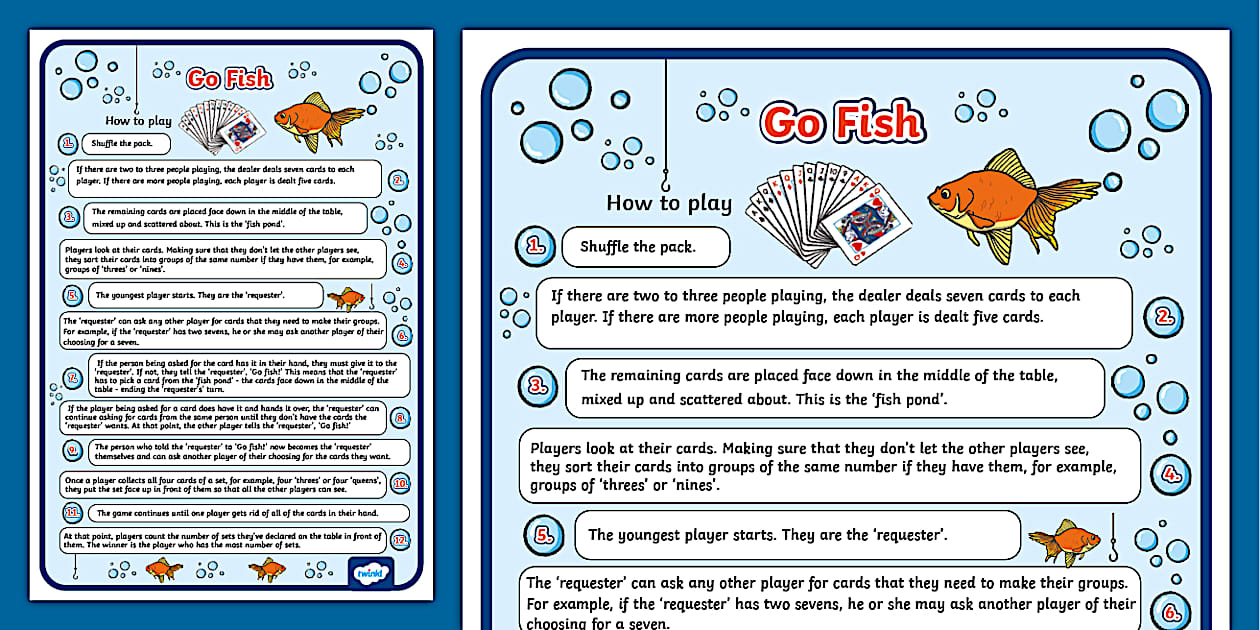 Go Fish! Card Game Rules Poster (professor feito) - Twinkl