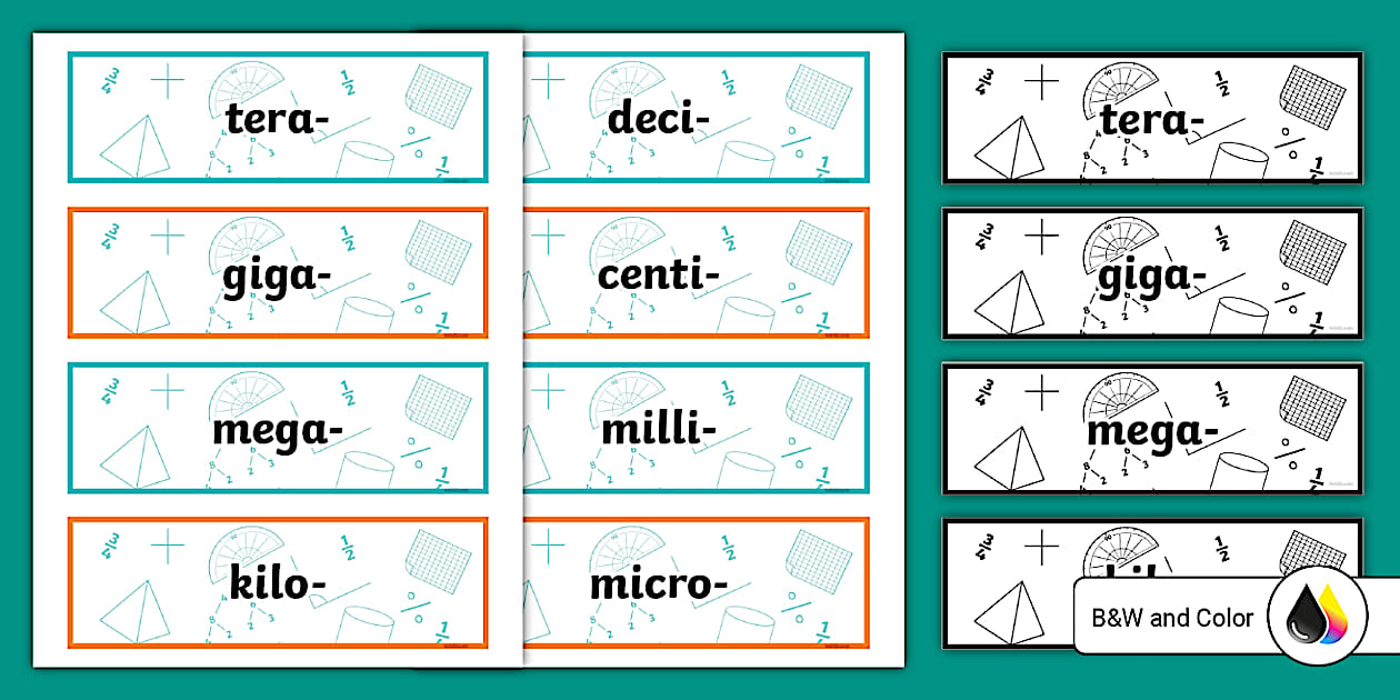 Fourth Grade Math Prefixes Word Cards (teacher made)