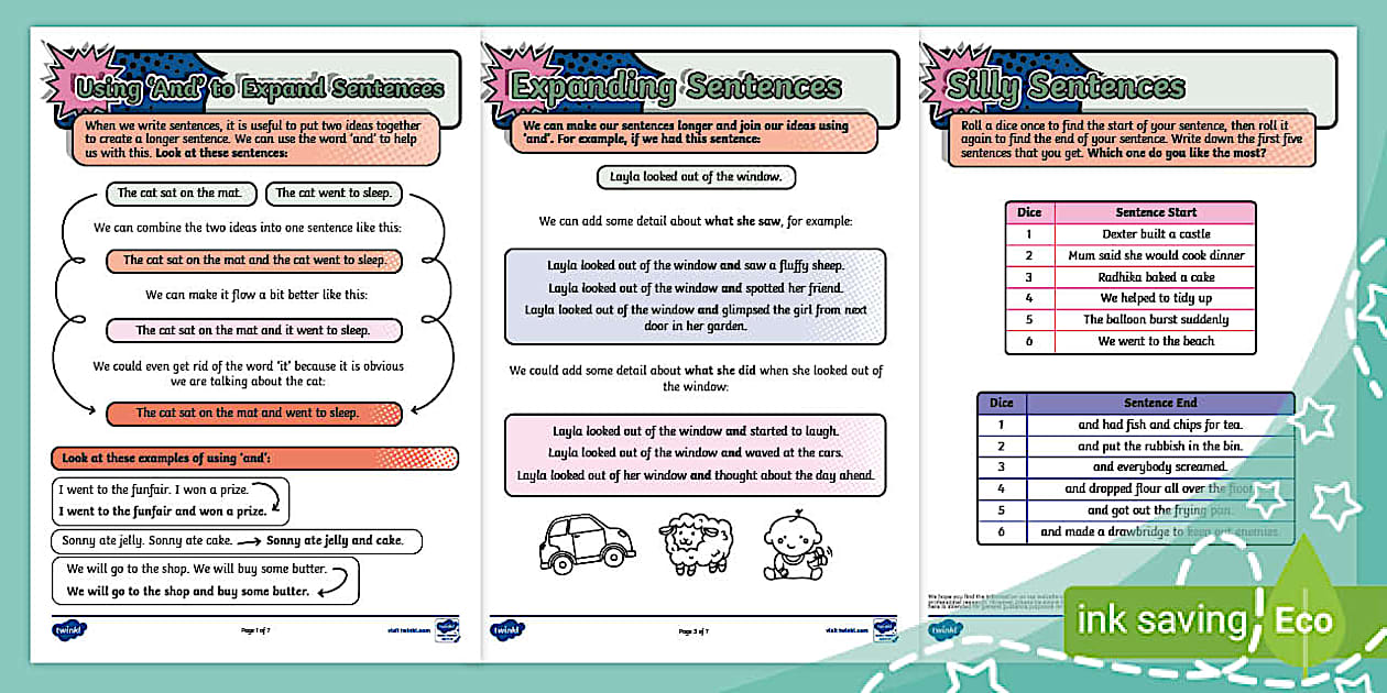 Using 'And' to Expand Sentences Activity (Ages 5 - 7)
