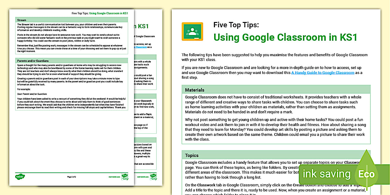 Five Top Tips for Using Google Classroom in KS1 - Computing