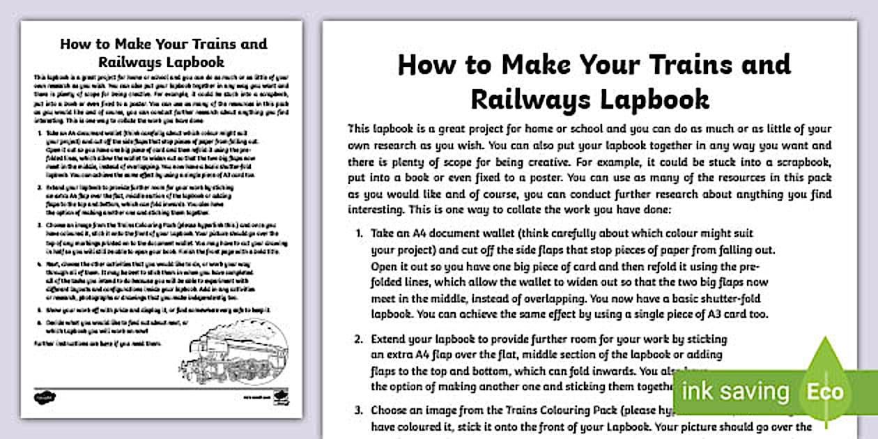 How to Make Your Trains and Railways Lapbook - Twinkl