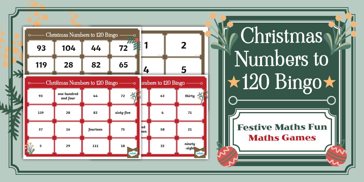 Christmas Numbers to 120 Bingo