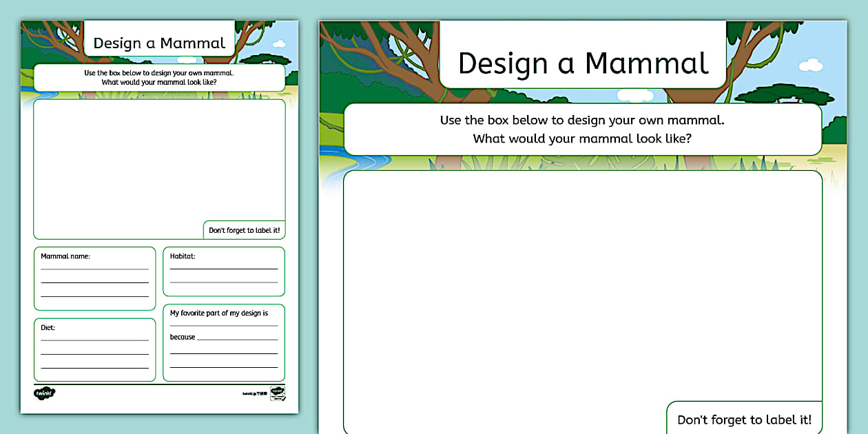 Design a Mammal Worksheet (teacher made) - Twinkl