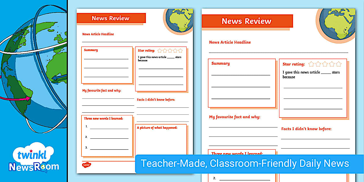 Newspaper Article Review Writing Template (teacher made)