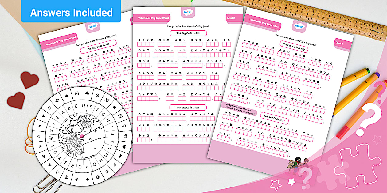 Valentine’s Day Secret Code Wheel - All - Kids Puzzles