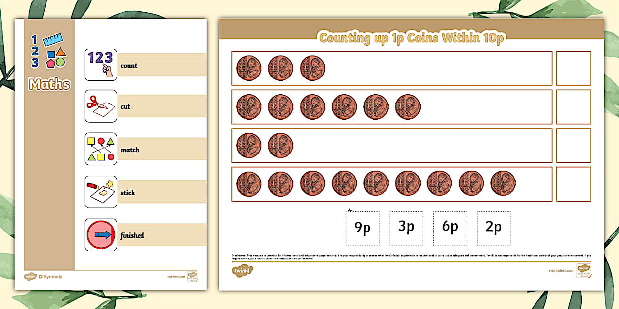 👉 SEND Structured Steps Money: Counting up 1p Coins Within 10p