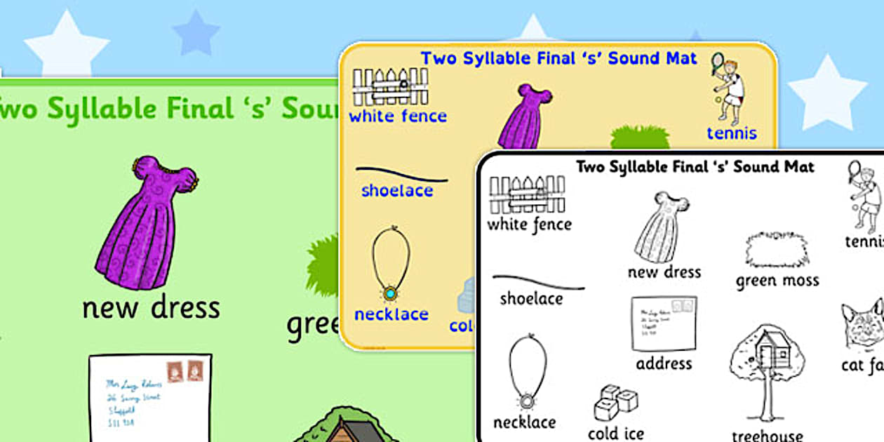 Dyslexic Two Syllable Final 'S' Sound Word Mat 2 - Twinkl