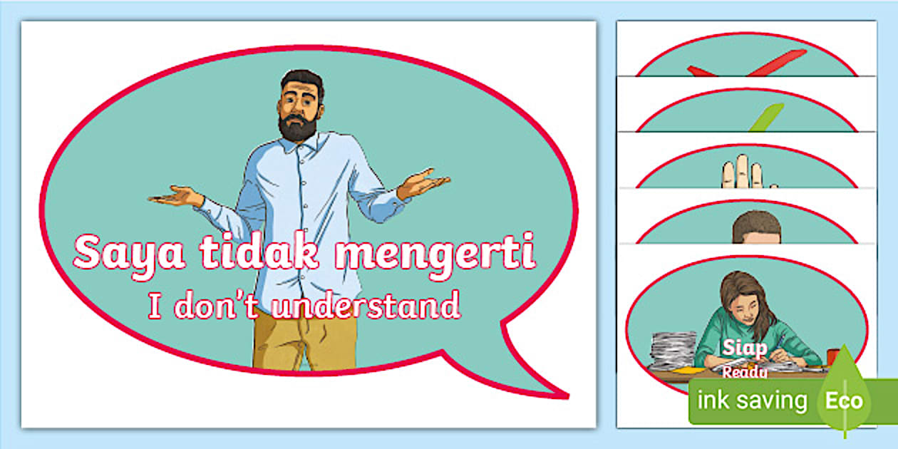 Classroom Language Student Phrases Cut Outs - Indonesian