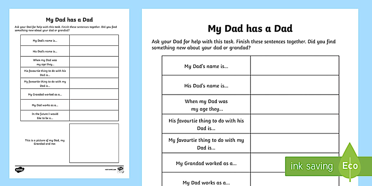 My Dad Has a Dad Worksheet / Worksheet (teacher made)