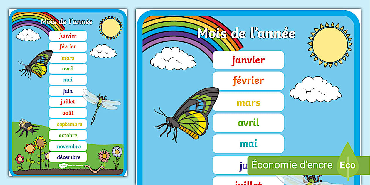 Poster des mois de l'année - cycle 1 - cycle 2
