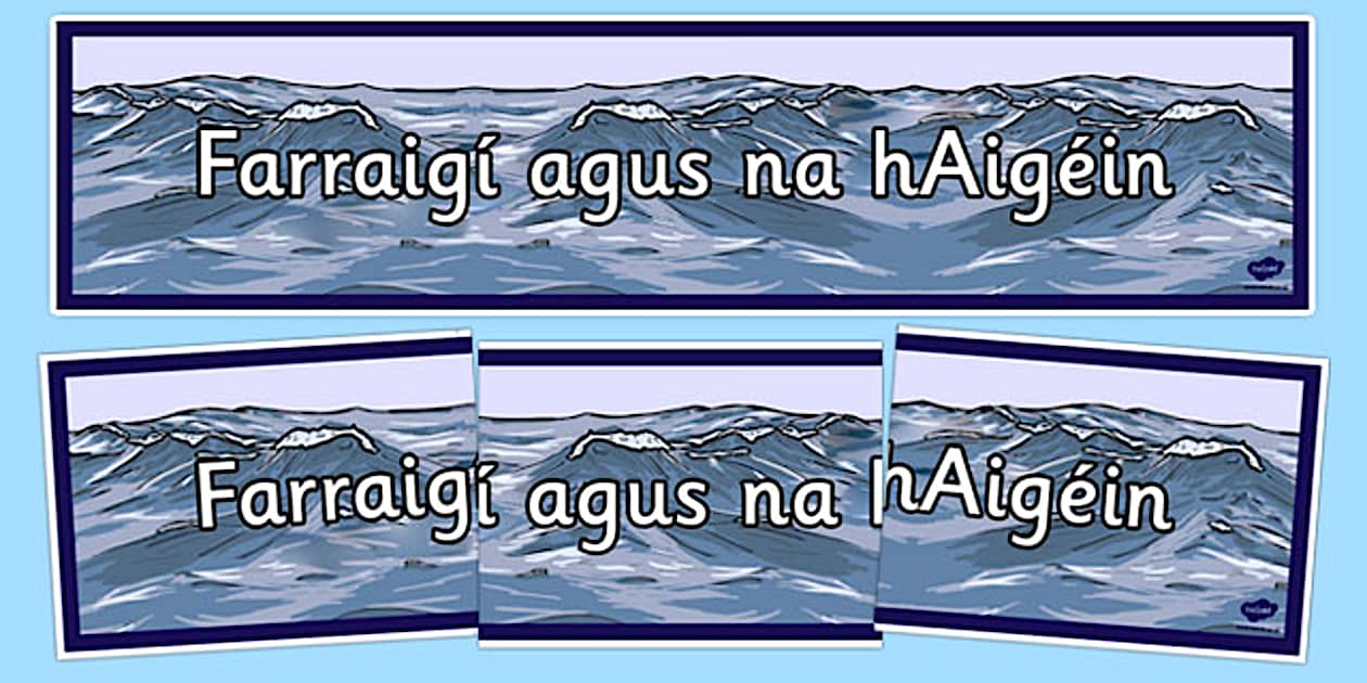 Precursive Irish Seas and Oceans Banner Gaeilge - Twinkl