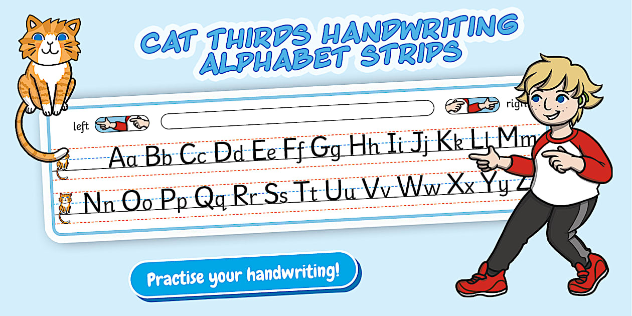Cat Thirds Handwriting Alphabet Strips