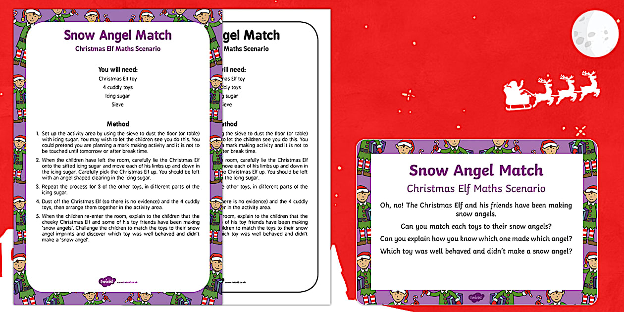 Snow Angel Match Christmas Elf Maths Scenario (teacher made)