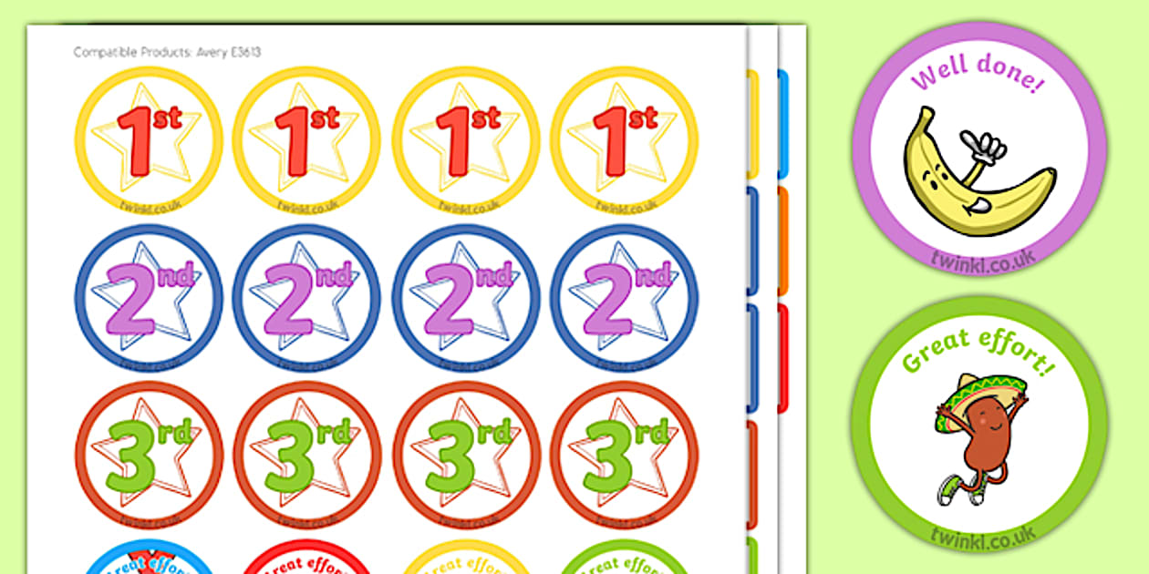 Editable EYFS Races Sports Day Sticker Pack (teacher made)