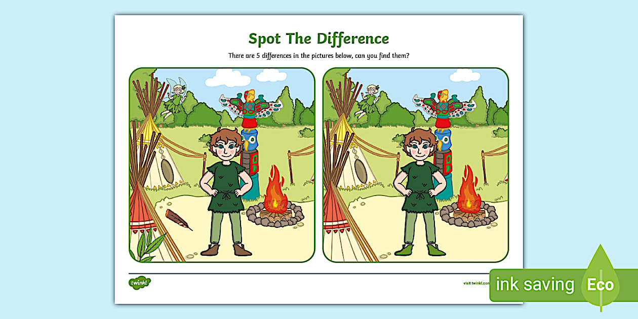 Editable Peter Pan Spot the Difference Activity - Twinkl