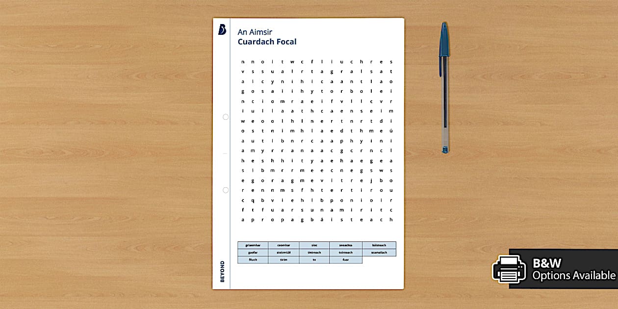 An Aimsir - Cuardach Focal (teacher made) - Twinkl