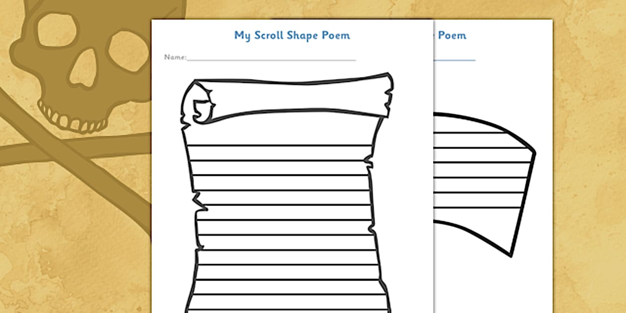 Black and White Pirate Shape Poetry Template - Twinkl