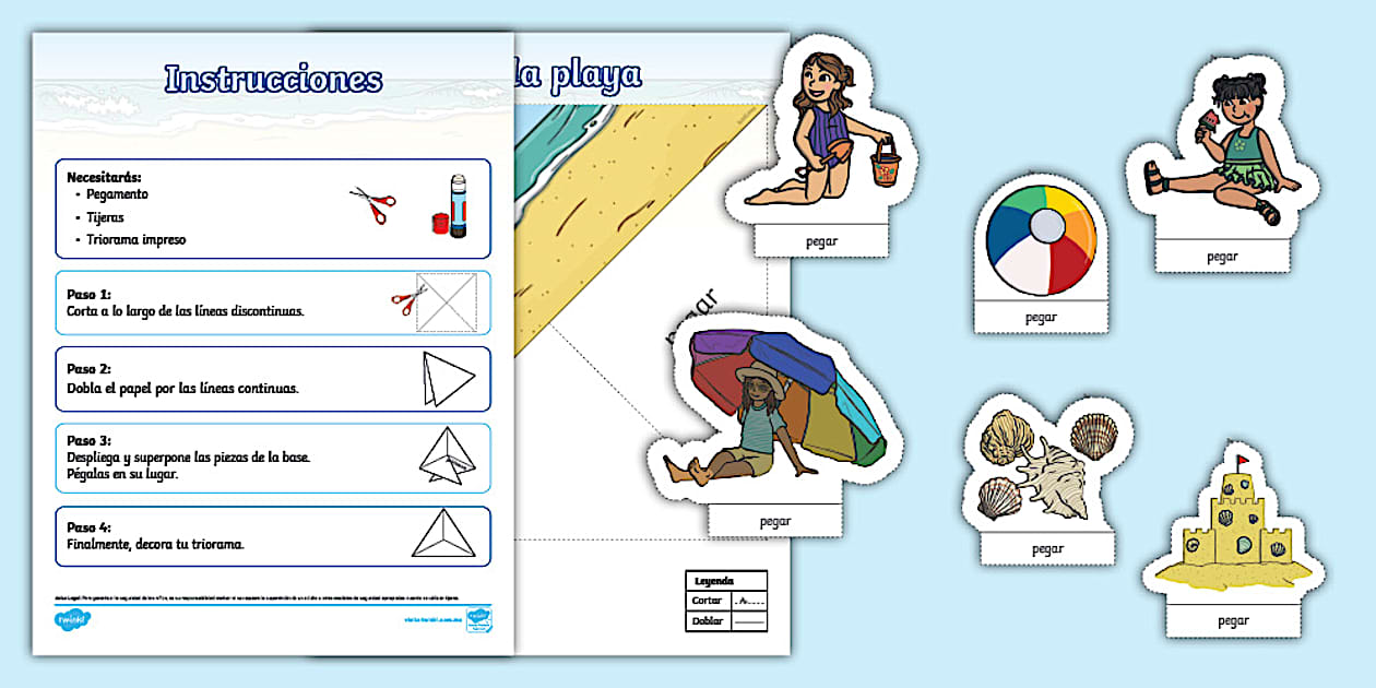 Triorama: En la playa (teacher made) - Twinkl