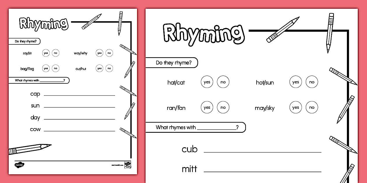 Rhyming Worksheet | ELA | Twinkl USA (teacher made) - Twinkl