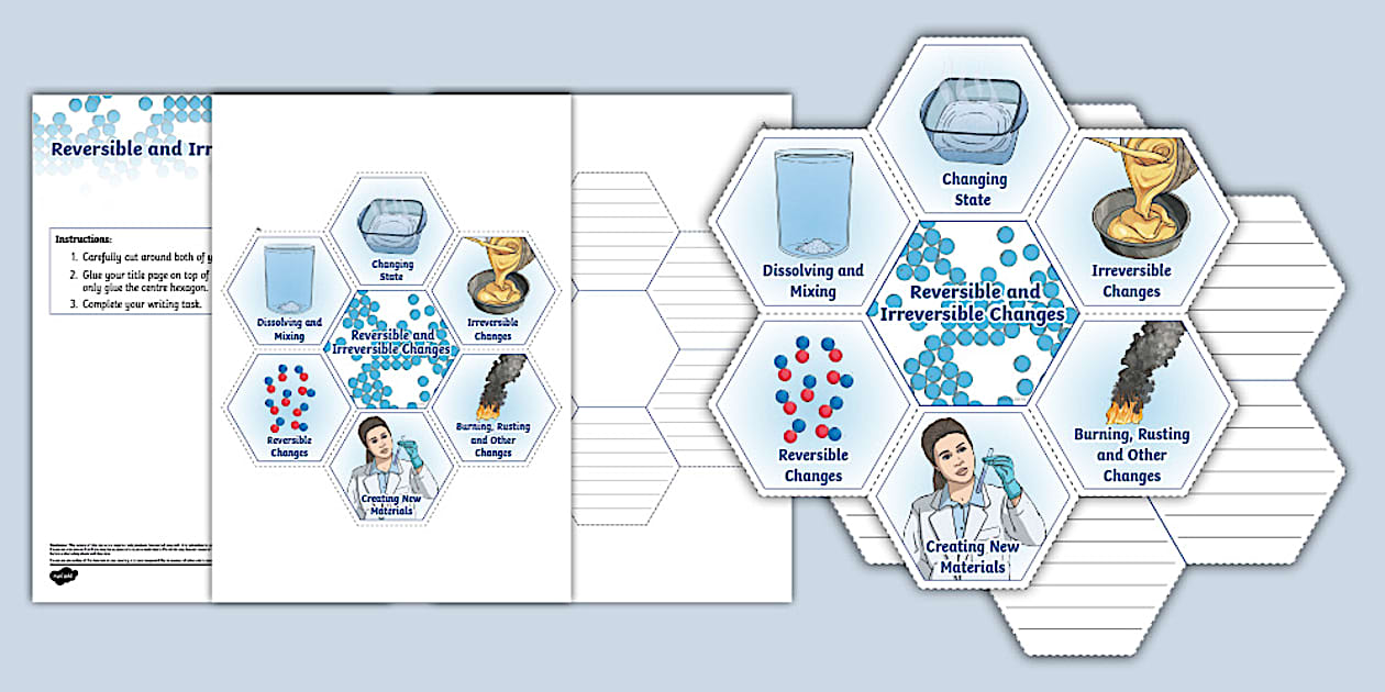 Reversible and Irreversible Changes Hexagon Writing Template