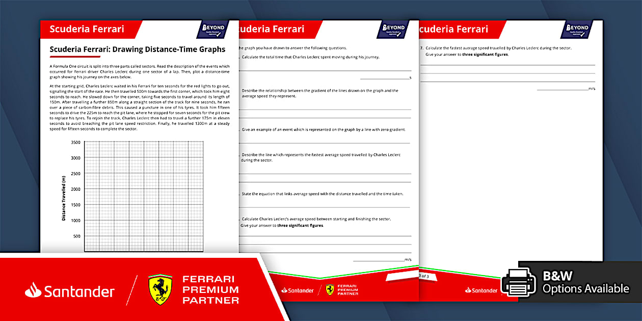 FREE! - Scuderia Ferrari F1: Drawing Distance-Time Graphs [Ages 11-16]