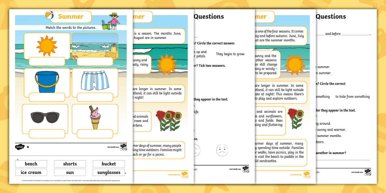 Let's Find Out About Summer Reading Comprehension - Twinkl