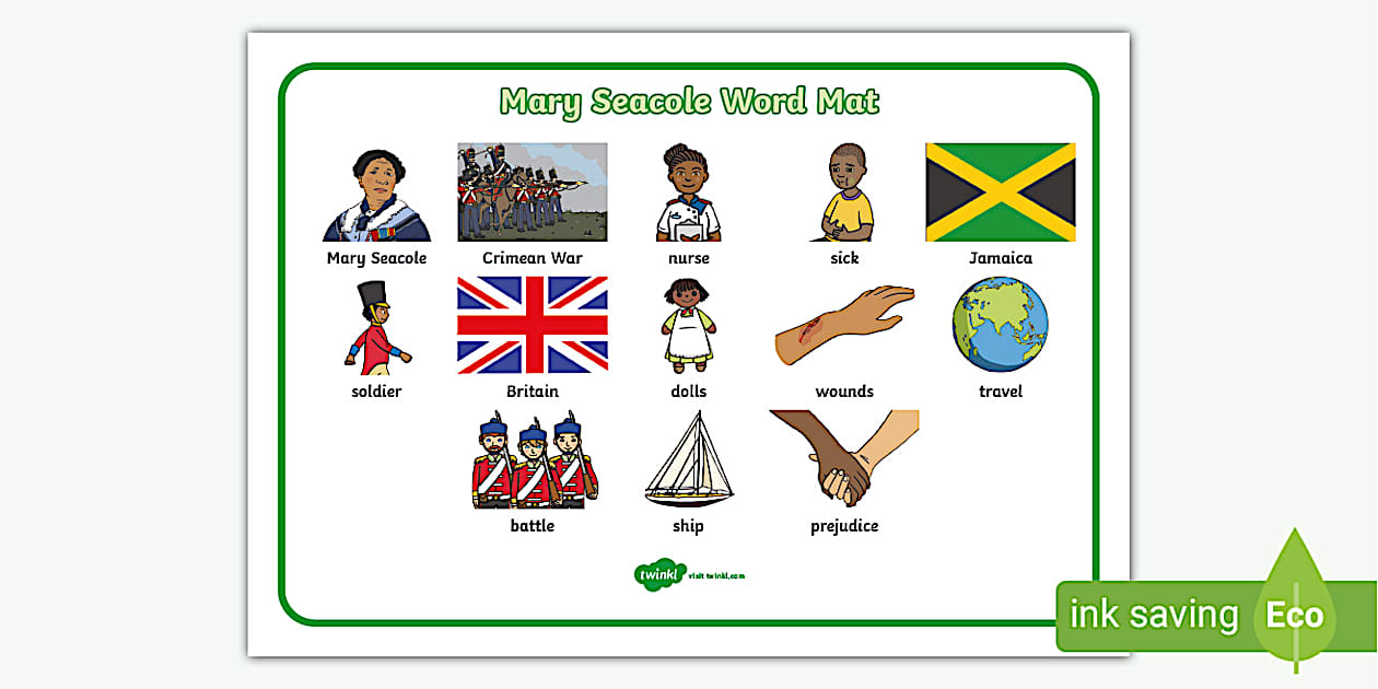 Mary Seacole Word Mat - Twinkl