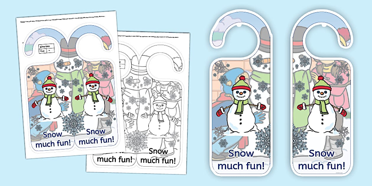 Snowperson Door Hanger Worksheet (teacher made) - Twinkl