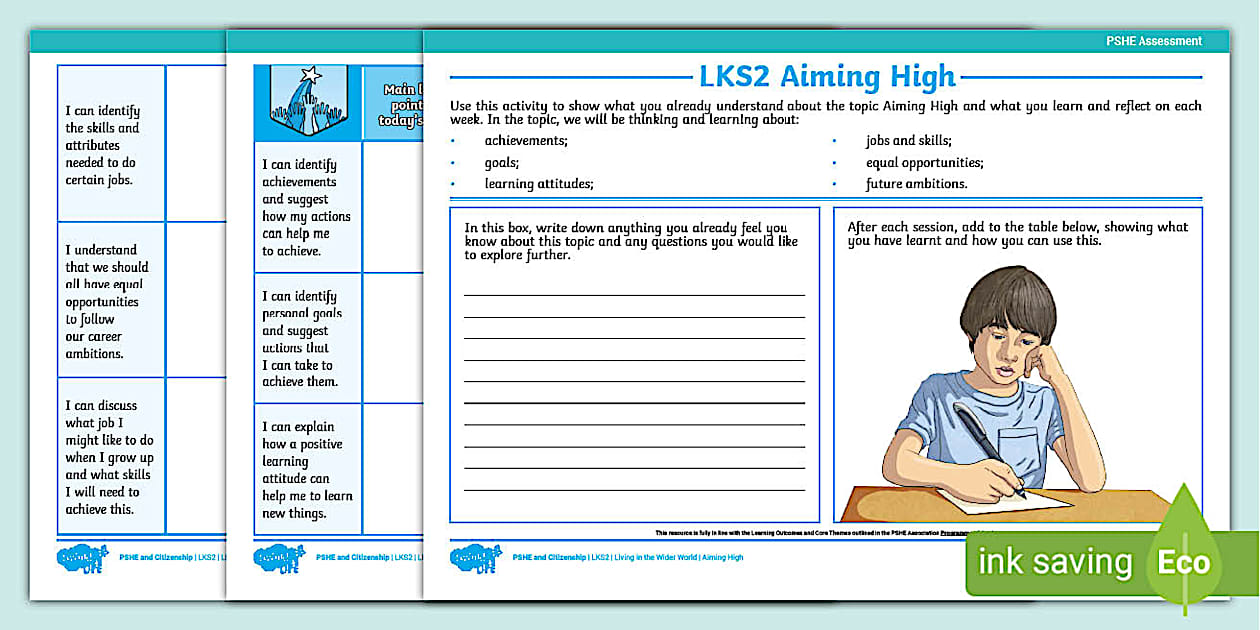 PSHE: LKS2 Aiming High - Assessment Table (teacher made)