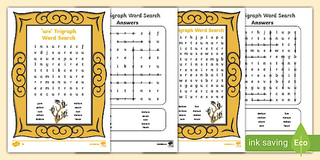 'ure' Trigraph Word Search (teacher made) - Twinkl