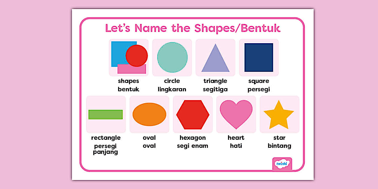 Let's Name the Shapes! Bilingual Indonesian/English Word Mat