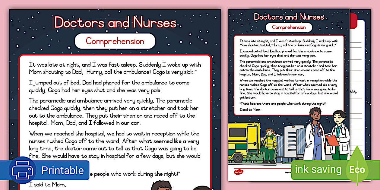 Grade 2 Life Skills T4 People who work at night - Comprehension (CAPS)