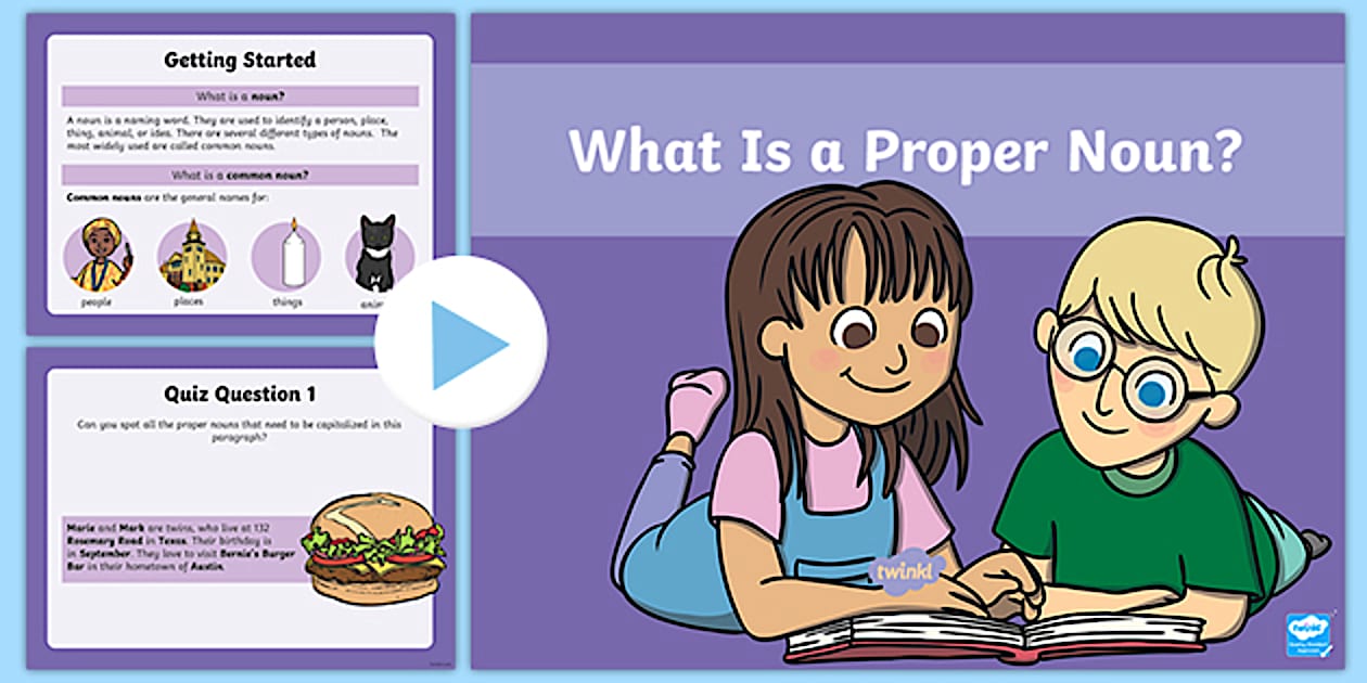 What Is a Proper Noun? PowerPoint With Quiz for K-2nd Grade