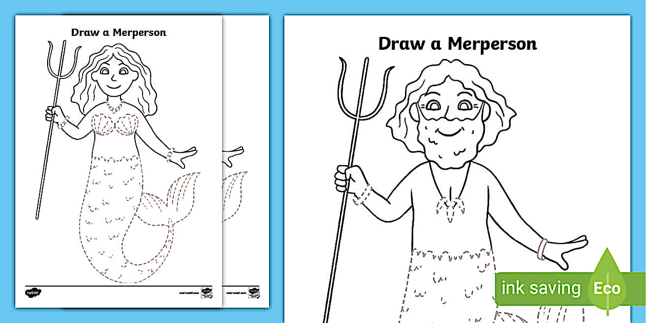 EYFS Draw a Merperson Pencil Control Activity (teacher made)