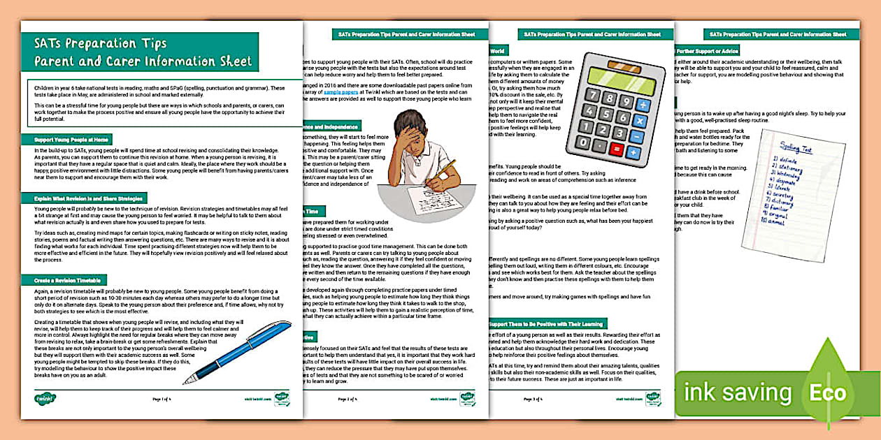 SATs Preparation Tips Parent and Carer Information Sheet