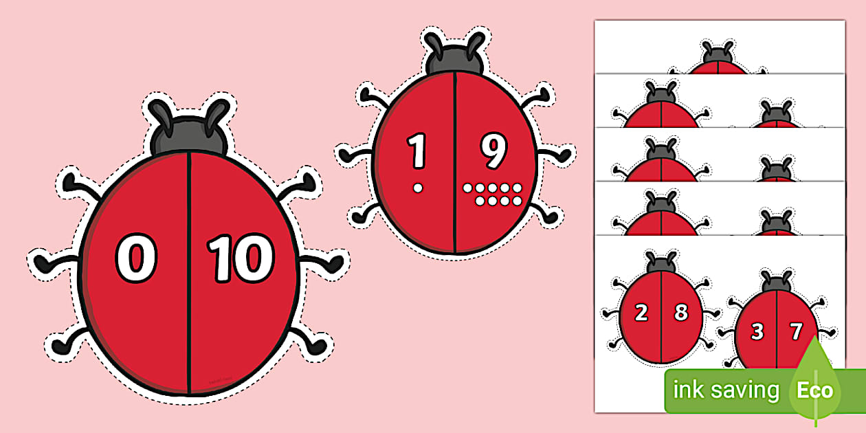 Ladybird Number Bonds Cut-Outs (teacher made) - Twinkl