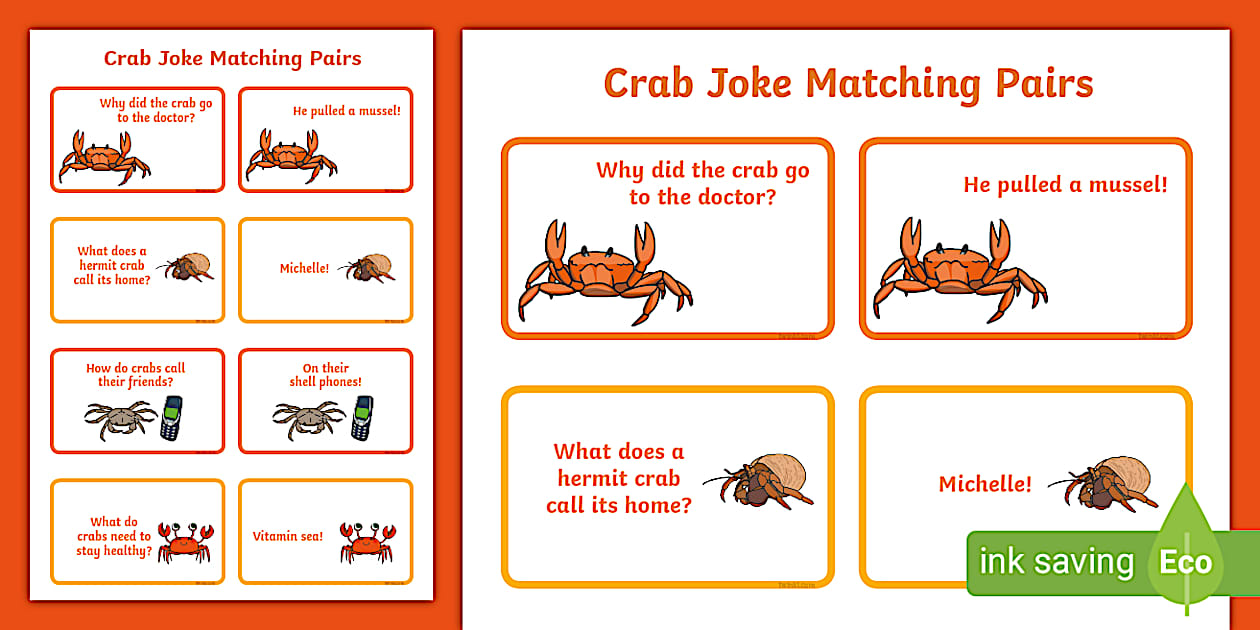 Crab Joke Matching Pairs (teacher made) - Twinkl